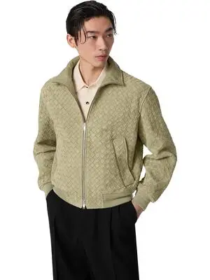 BOTTEGA  VENETA Intrecciato Suede Blouson - Travertine