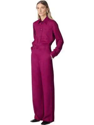 Bottega Veneta Viscose And Silk Twill Straight-leg Pants - Wildberry