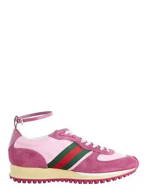 Gucci Gg Suede Trainers - Dark Pink