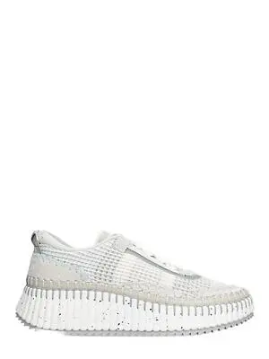 Chloé Nama Mesh And Suede Low-top Sneakers - Grey