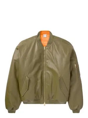 Vetements Oversized Leather Bomber Jacket - Green
