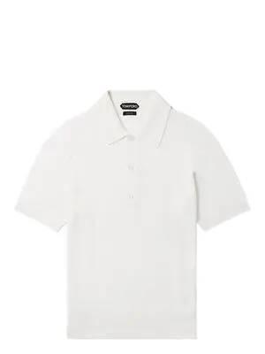 TOM FORD Slim-fit Waffle-knit Wool Polo Shirt - White