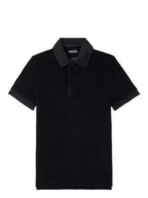 TOM FORD Slim-fit Cotton-blend Terry Polo Shirt - Black