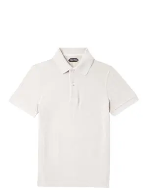 TOM FORD Slim-fit Cotton-blend Terry Polo Shirt - Neutrals