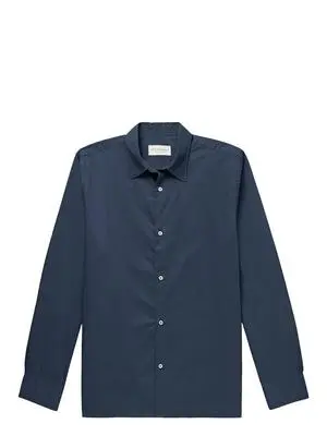 Officine Générale Garment-dyed Cotton-poplin Shirt - Blue
