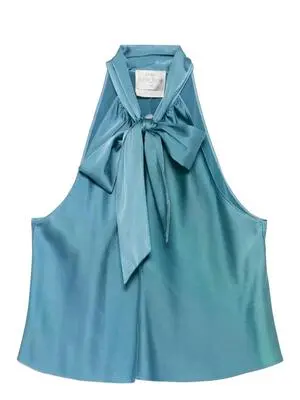 FORTE_FORTE Satin Halterneck Top - Blue
