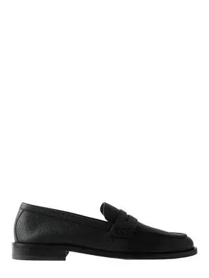 Manolo Blahnik Perry Full-grain Leather Penny Loafers - Black