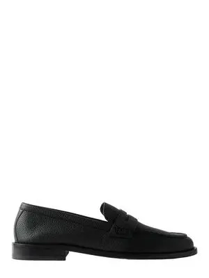 Manolo Blahnik Perry Full-grain Leather Penny Loafers - Black