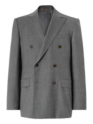 Canali Double-breasted Wool Suit Jacket - Gray