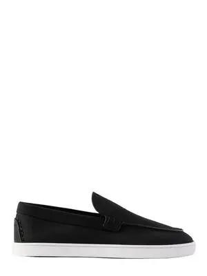 CHRISTIAN LOUBOUTIN Moonboat Logo-embossed Nubuck Loafers - Black