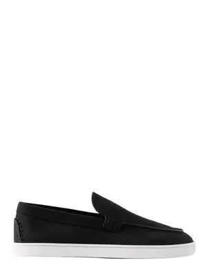 CHRISTIAN LOUBOUTIN Moonboat Logo-embossed Nubuck Loafers - Black
