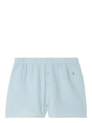 Eterne Jude Embellished Cotton-gauze Shorts - Blue