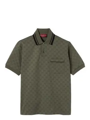 Gucci Gg Jersey Jacquard Polo Shirt - Green