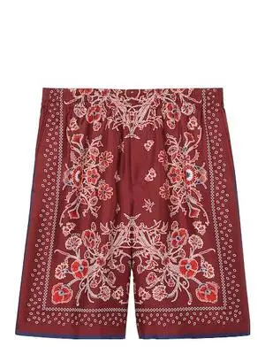 Gucci Printed Silk Twill Shorts - Red