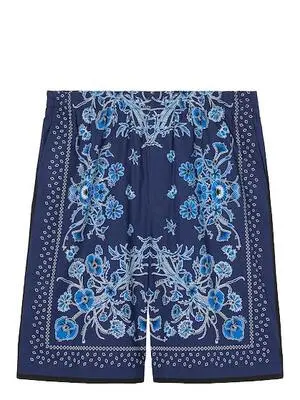 Gucci Printed Cotton Poplin Shorts - Blue