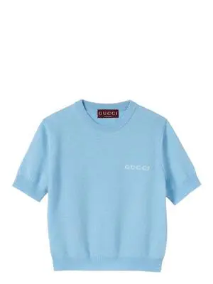 Gucci Cashmere Top With Intarsia - Blue