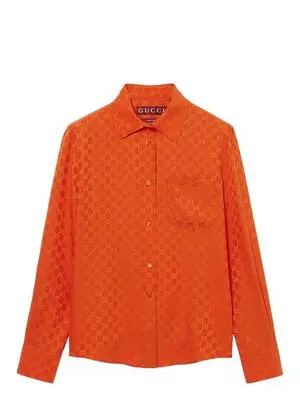 Gucci Gg Silk Jacquard Shirt - Orange