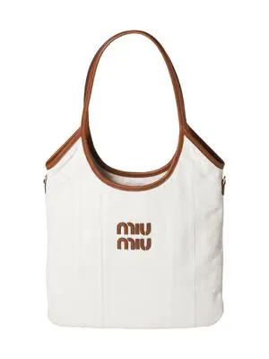 Miu Miu Ivy Denim Patchwork Bag - White