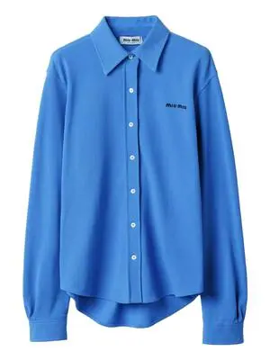Miu Miu Cotton Piqué Shirt - Periwinkle Blue