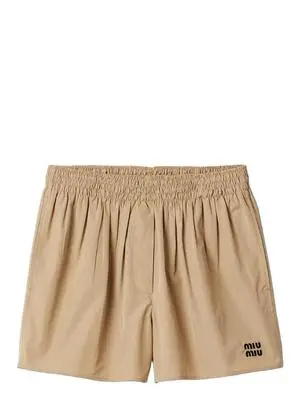 Miu Miu Poplin Shorts - Khaki