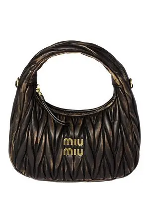 Miu Miu Wander Matelassé Nappa Leather Bag - Coffee