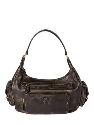 Miu Miu Pocket Nappa Leather Bag - Coffee