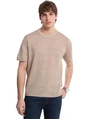 Michael Kors Linen And Cotton T-shirt In - Size Xs By Brown