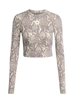Stella McCartney Truepurpose Training Snake Print Long-sleeve Cropped Top - Beige