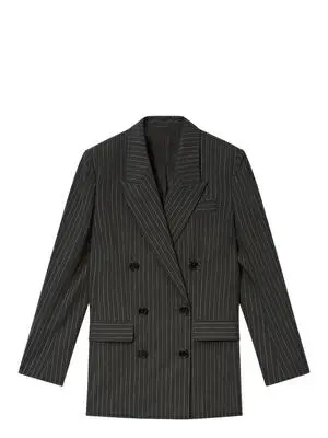 Isabel Marant Jevima Striped Wool-blend Jacket - Anthracite