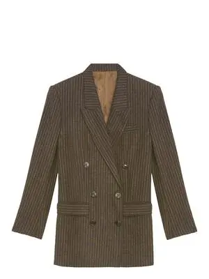 Isabel Marant Jevima Striped Wool-blend Jacket - Dark Bronze