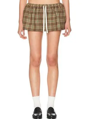 Miu Miu Drawstring Waist Mini Skirt - Cammello & Tabacco