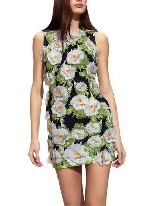 Cynthia Rowley Cornelia Applique Mini Dress - Black Floral