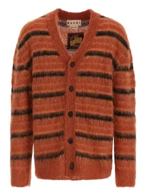 MARNI Brushed Striped Mohair Cardigan