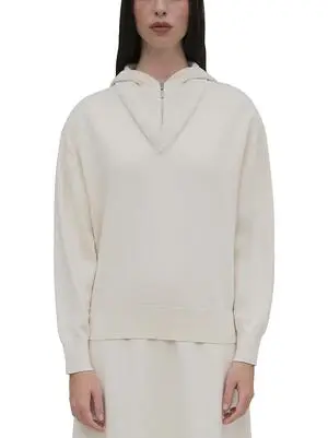 Rosetta Getty Double Layer Pullover Hoodie Ivory