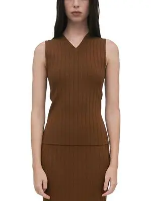 Rosetta Getty Ribbed Sweater Vest - Sepia