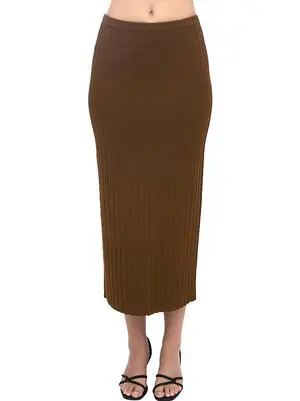 Rosetta Getty Ribbed Midi Skirt - Sepia