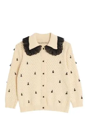 Valentino Garavani Lace-trimmed Cotton Cardigan - Ivory