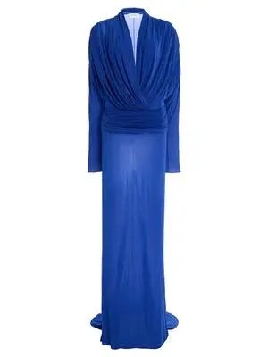 Burc Akyol Draped Jersey Maxi Dress - Blue