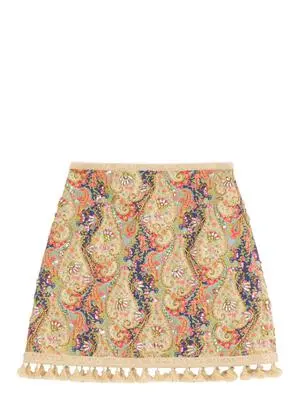 VALENTINO Embroidered Cotton Mini Skirt
