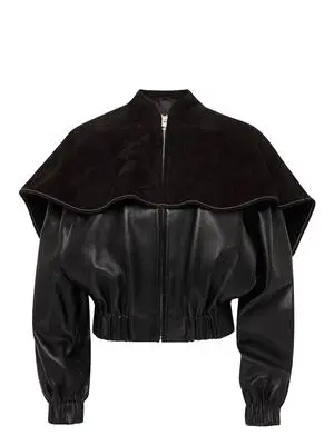 JW Anderson Oversized-collar Leather Bomber Jacket - Black