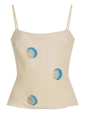 Anna October Jessica Beaded Silk Tank - Ivory