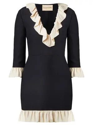 Valentino Garavani Ruffled-trim Mini Dress - Black