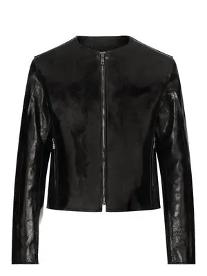 Dolce & Gabbana Collarless Leather Jacket - Black