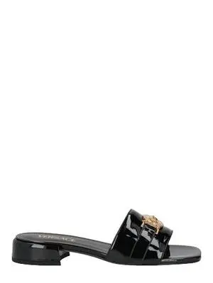 Versace Patent Leather Slide Sandals - Black