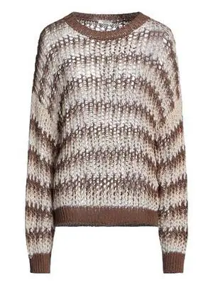Peserico Cotton-blend Open-knit Sweater - Brown