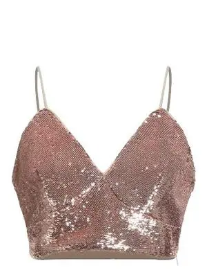 BALLANTYNE Crepe Crop Top With Appliqués And Sequins