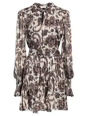 LIU •JO Mini Flared Paisley Print Dress - Beige