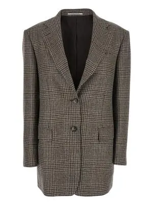 TAGLIATORE Single-Breasted Wool Jacket With Check Motif