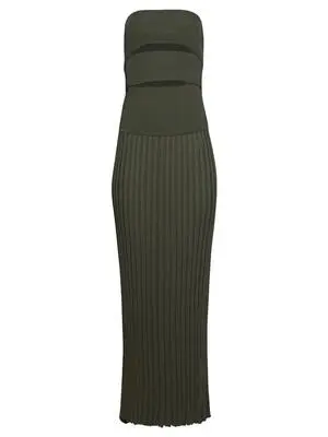 Christopher Esber Slashed Knit Strapless Maxi Dress - Green