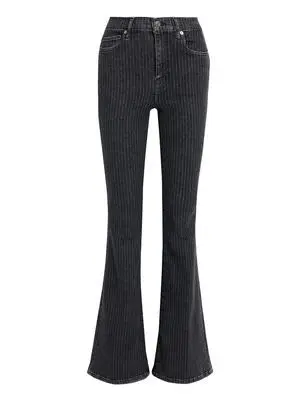 FRAME Le High Flare Pinstriped Jeans - Charcoal